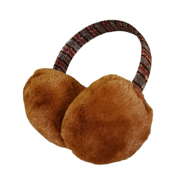 Accessories | Rose Gold Metallic Stripe Brown Vegan Faux Fur Adjustable ...